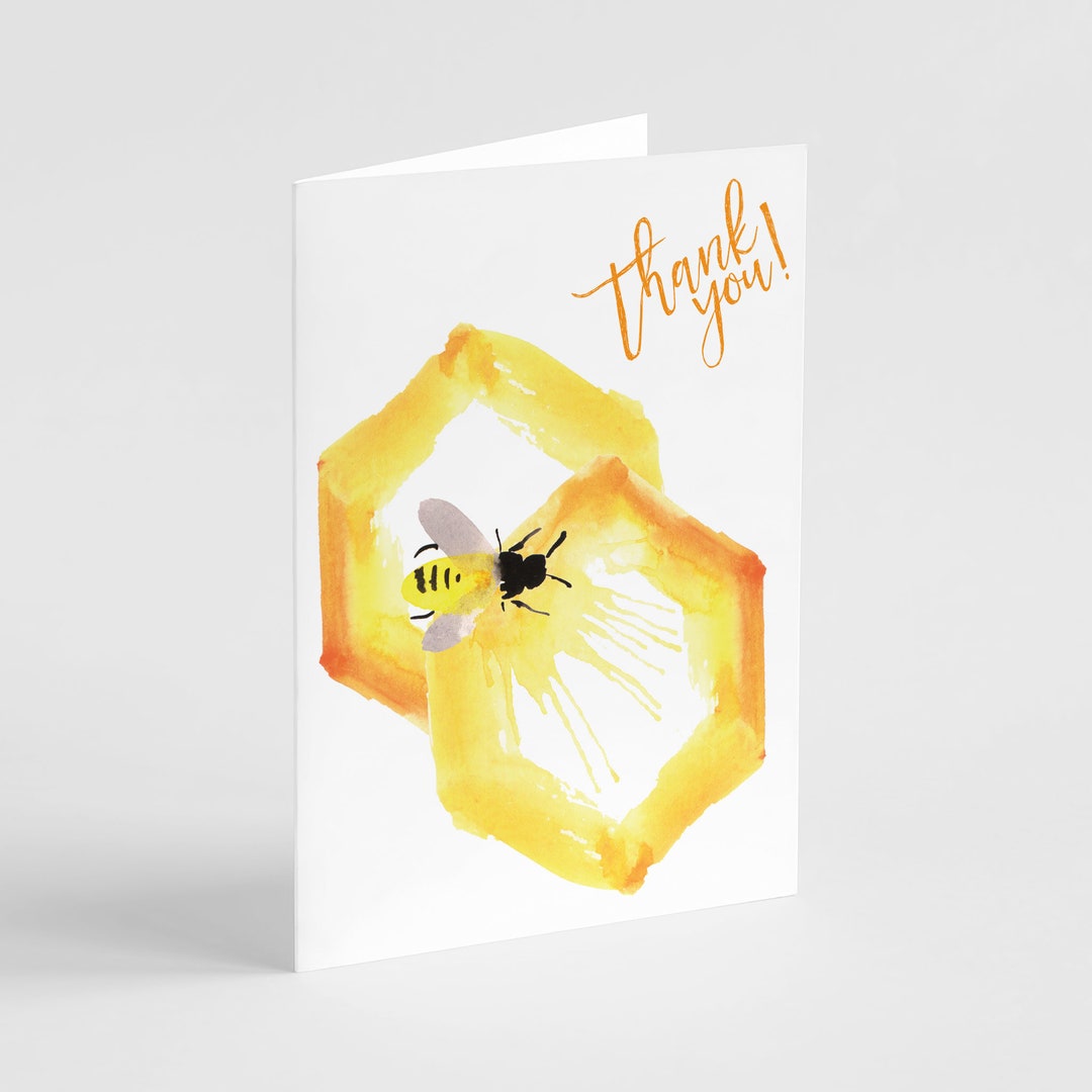 Bumble Bee Thank You Cards | Honeycomb Watercolor Design | Boxed Set of ...