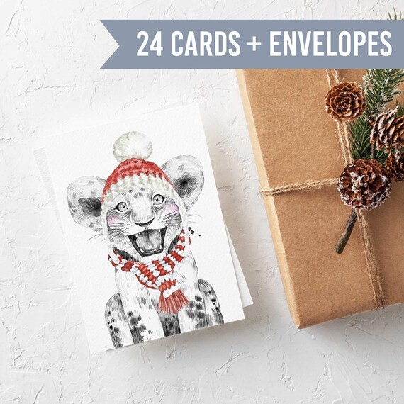 Cute Baby Animal Christmas Cards 24 Cards Envelopes for | Etsy