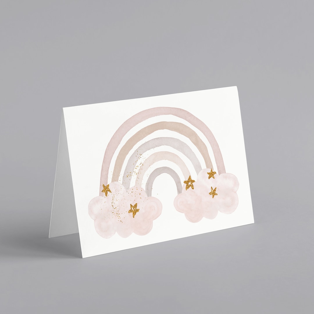 Pastel Rainbow Greeting Cards With Stars and Clouds Boxed Set of 24 ...