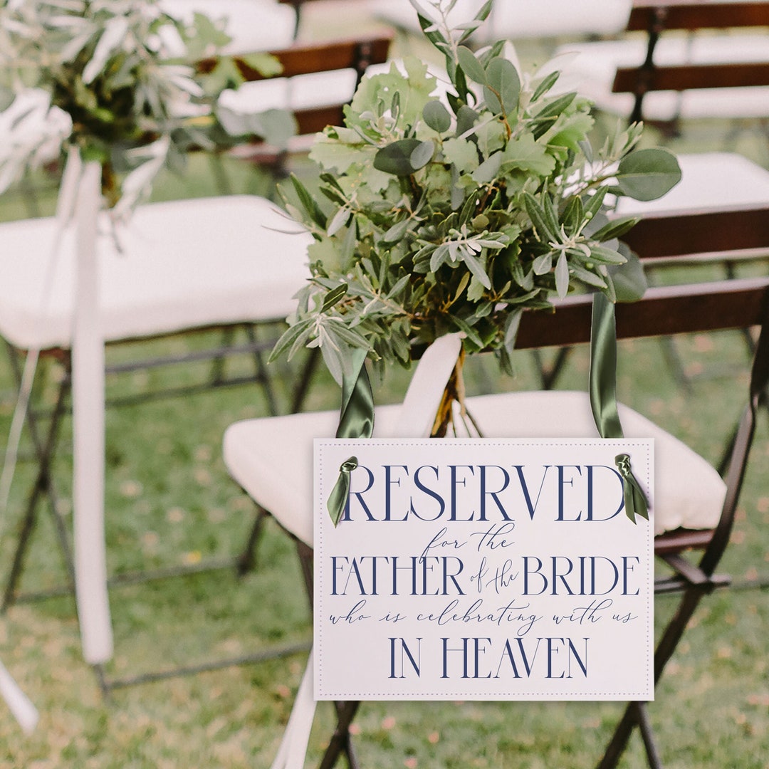 Father of the Bride Memorial Tribute Sign for Wedding | Chair Banner to ...