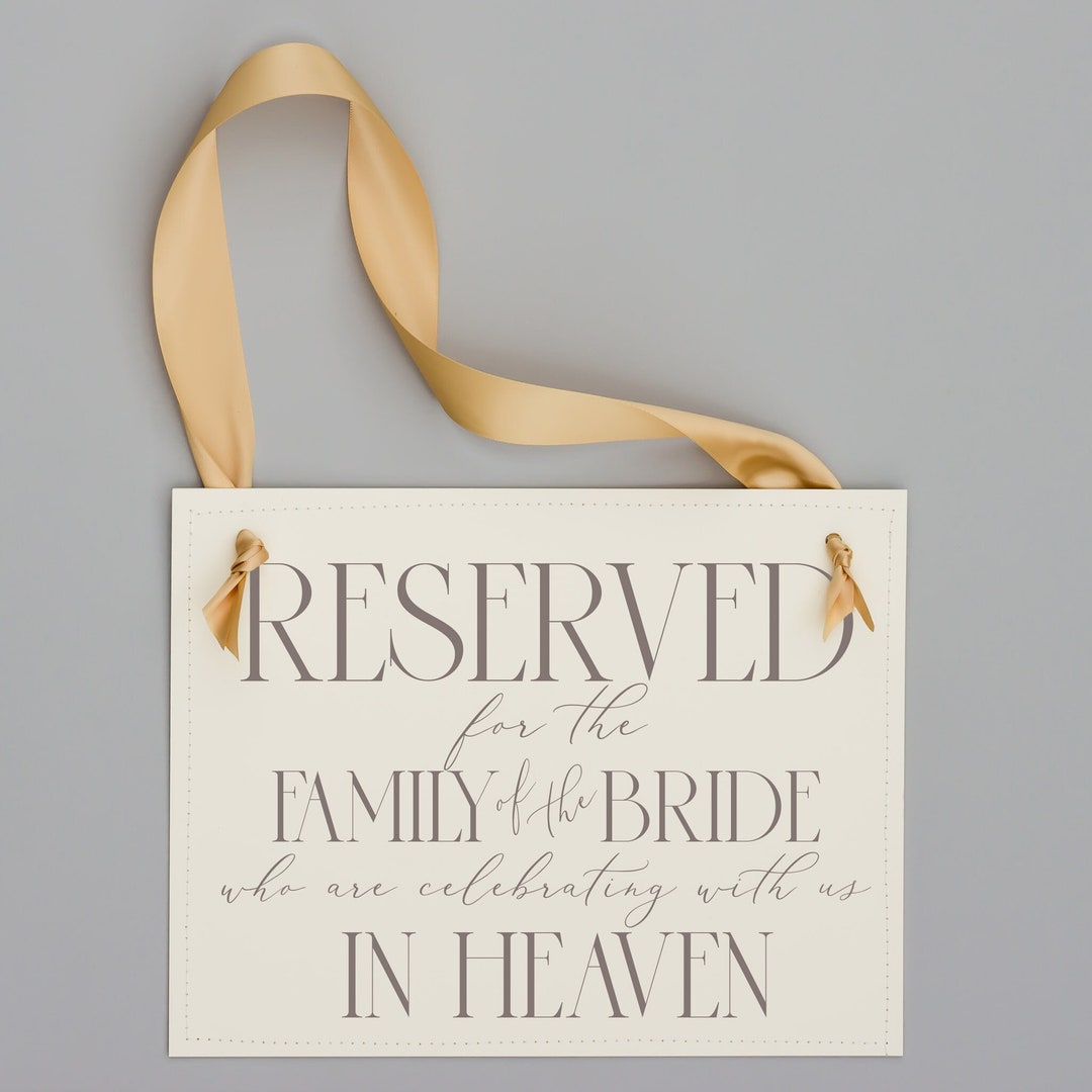 Wedding Memorial Sign for Family of the Bride Celebrating in Heaven ...