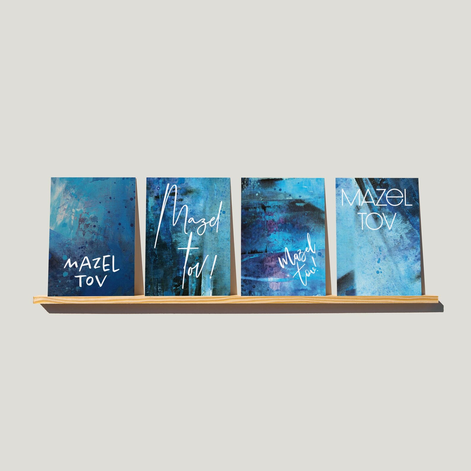 24-pack Blue Modern Mazel Tov Cards, Art-inspired Celebration Notes ...
