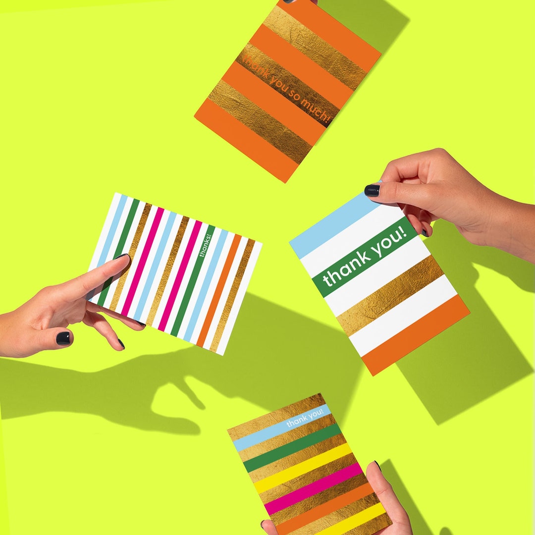 24-pack Vibrant Striped Thank You Cards, Preppy Modern Greetings ...