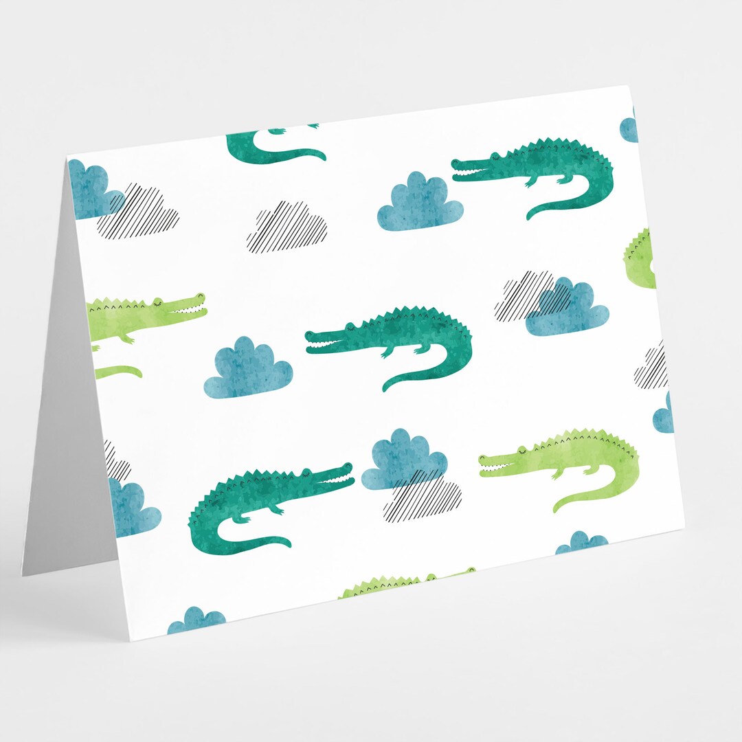 Playful Alligator Illustration Cards 24-pack With Mod Crocodile ...
