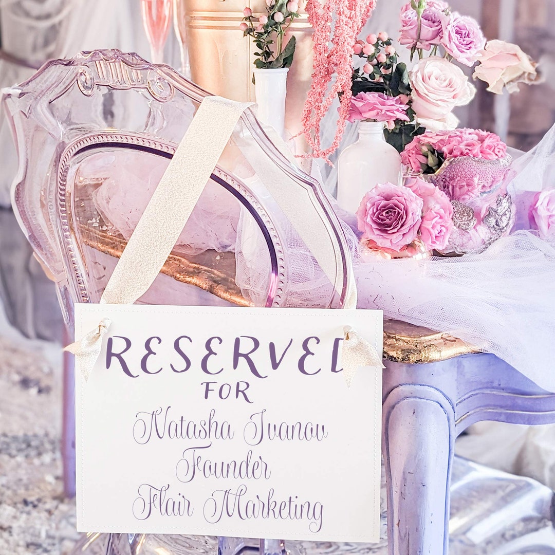 Elegant Personalized Reserved Sign for Corporate Events, Custom Name ...