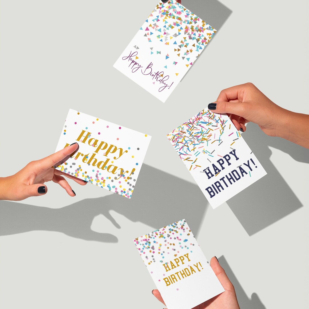 24-pack of Rainbow Sprinkle Birthday Cards - 6 Assorted Multicolor ...