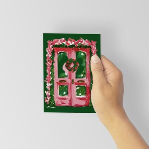 24 Nostalgic Christmas Front Door Cards in 4 Pink Home Illustrations ...