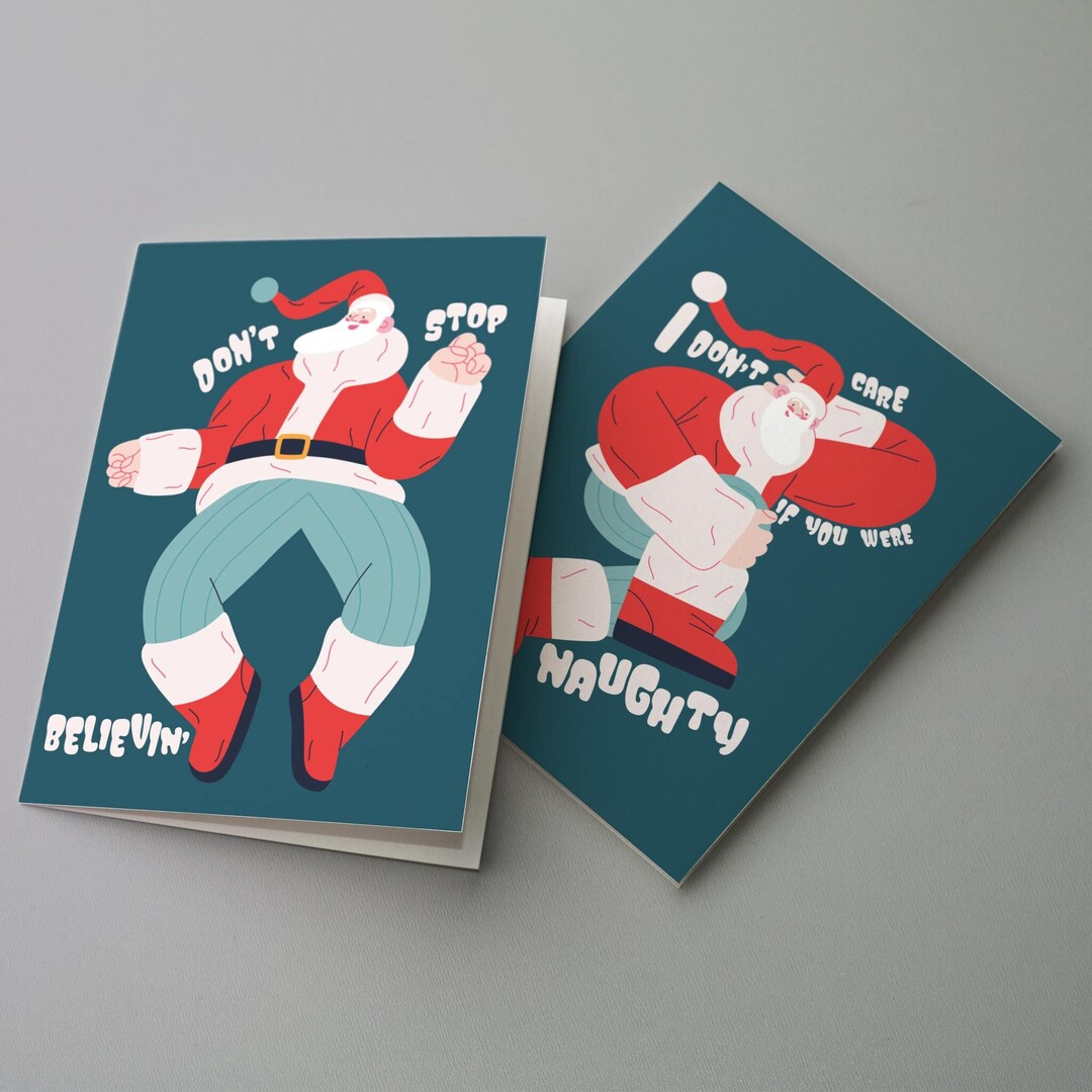 24 Dancing Santa Christmas Cards Boxed Set, Funny Don't Stop Believin ...