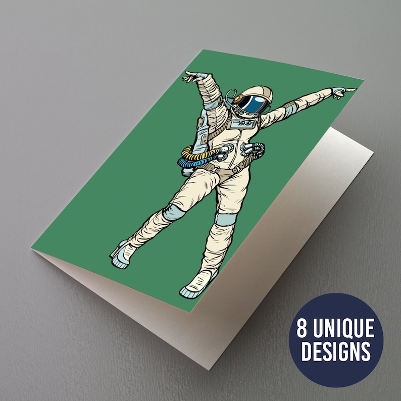 Dancing Astronauts Blank Greeting Cards 24 Folded Cards | Etsy