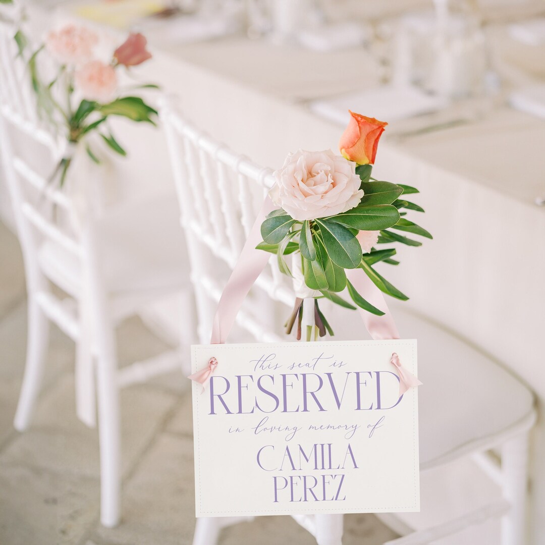 Personalized Memorial Wedding Sign, Reserved in Loving Memory, Elegant ...