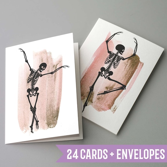 24 Dancing Skeleton Cards W/ Envelopes Halloween All - Etsy