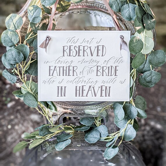 Memorial Sign for Father of the Bride at Wedding Seat - Etsy