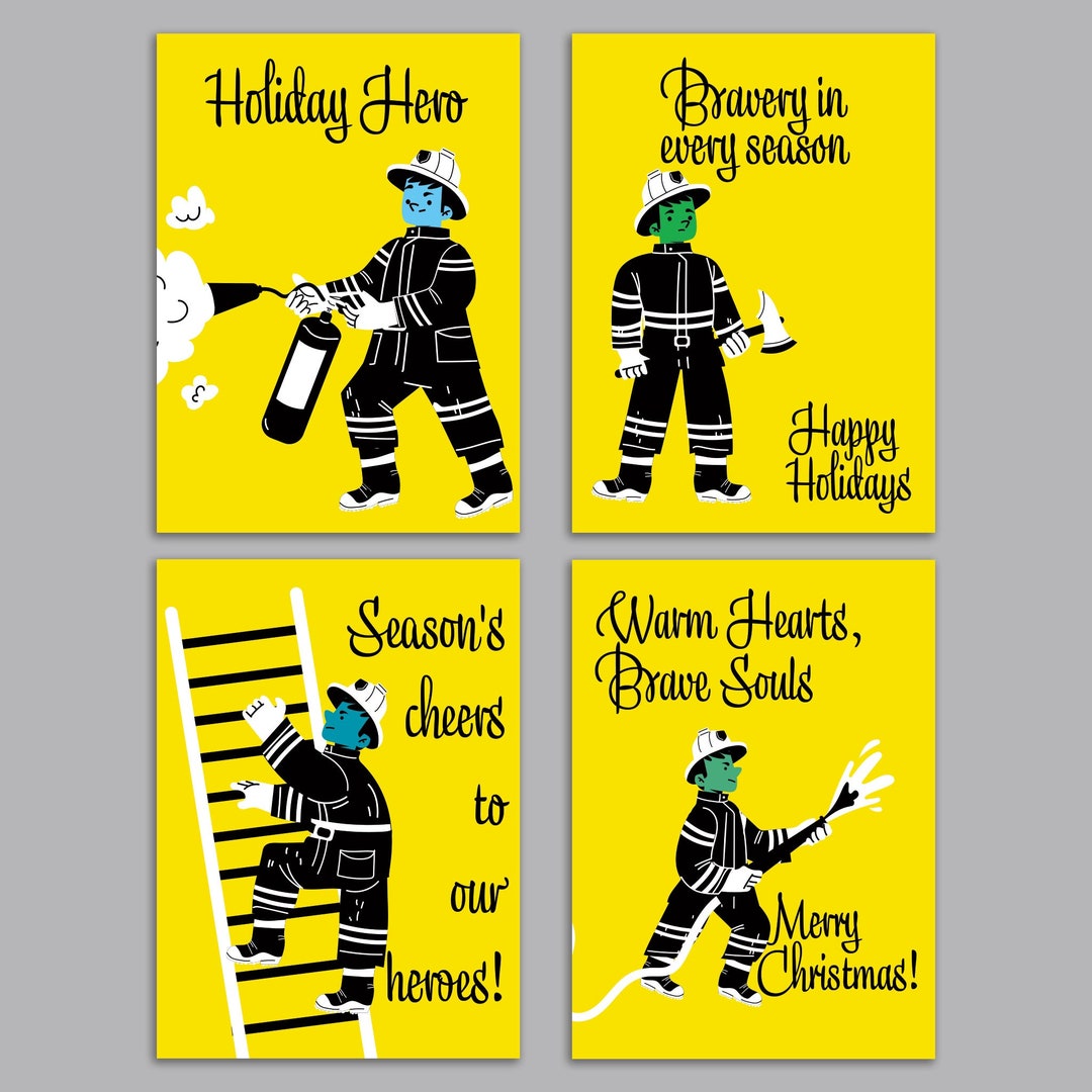 24 Retro Firefighter Cards in Four Fun Bright Vintage Styles - Etsy