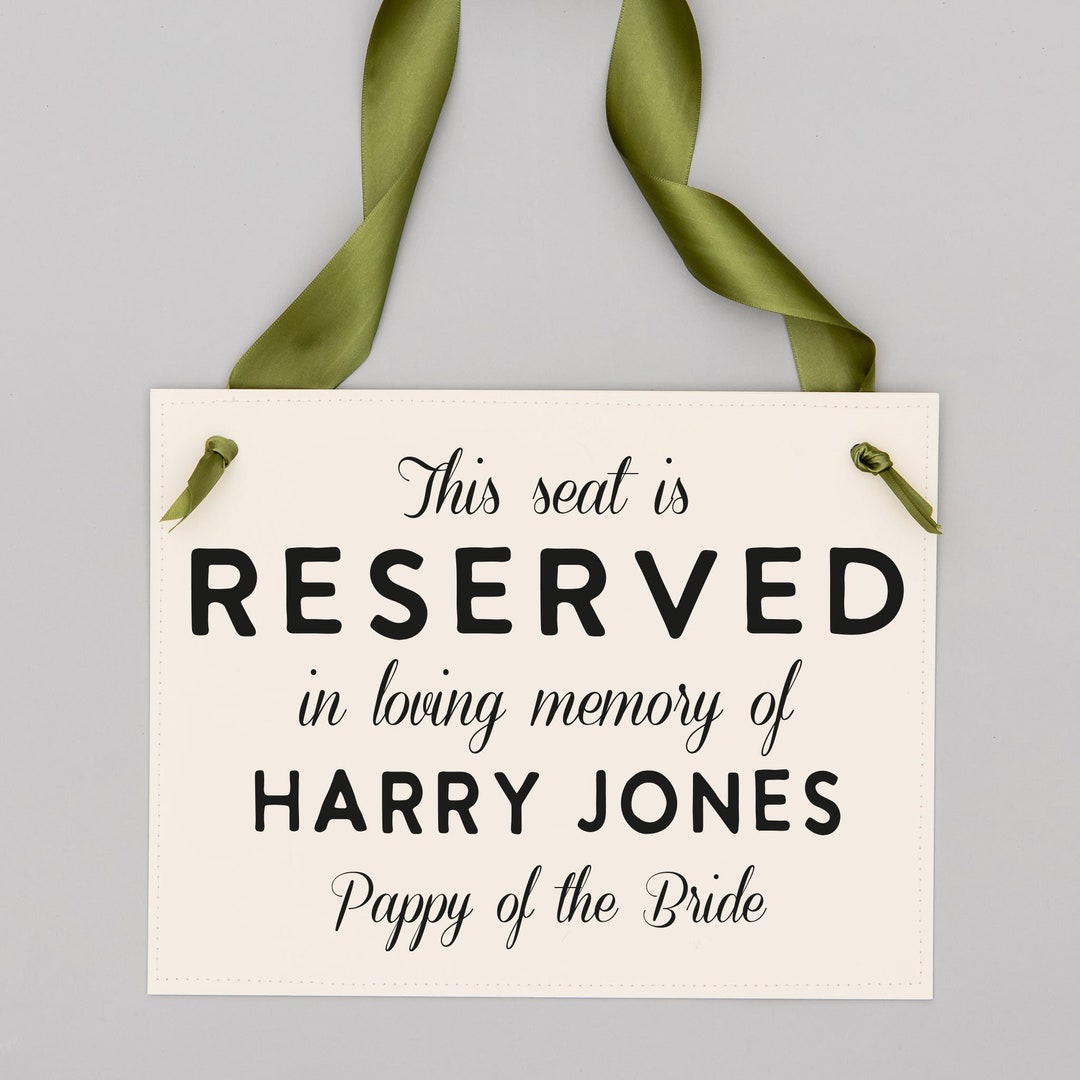 Personalized Memorial Chair Sign for Wedding or Event in Modern Style ...