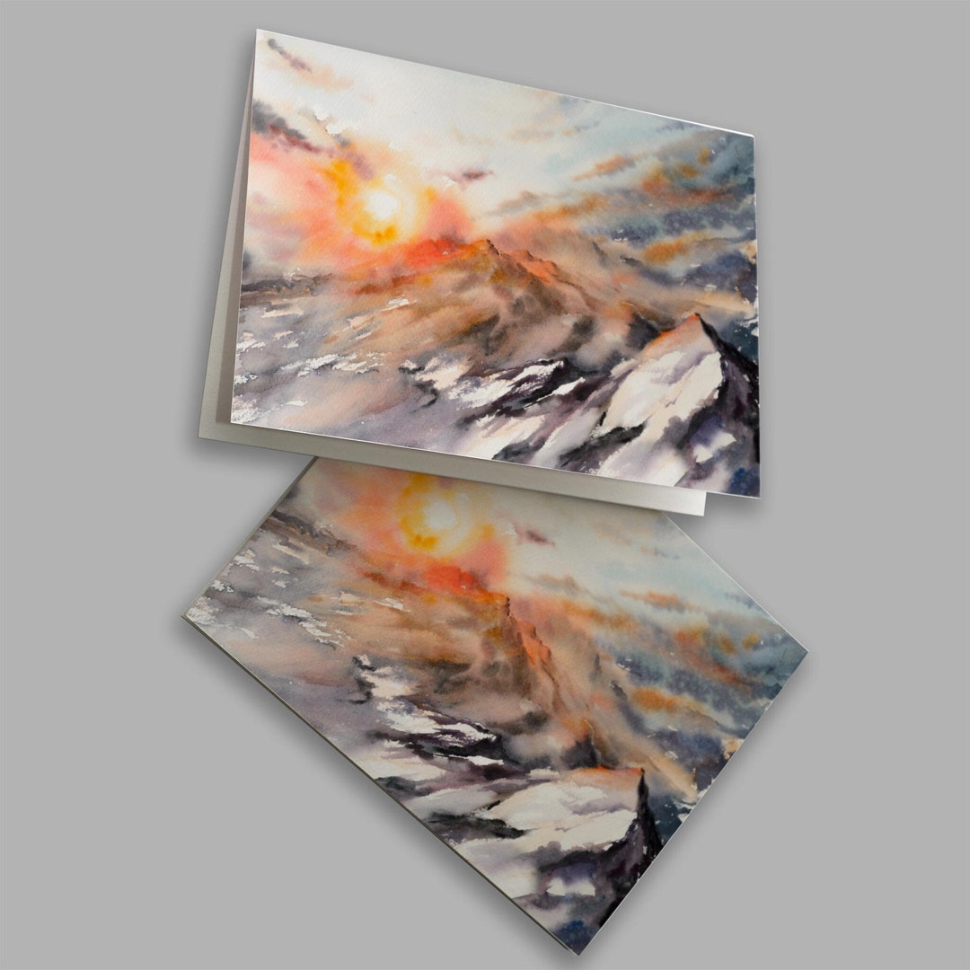 24 Abstract Sunset Mountains Greeting Cards RR4 6886 - Etsy