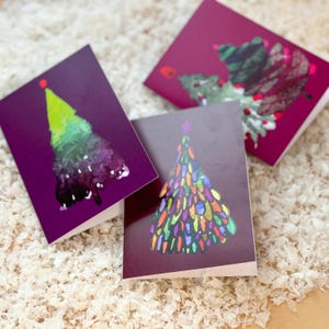 24 Watercolor Christmas Tree Cards in 12 Modern Abstract Designs ...