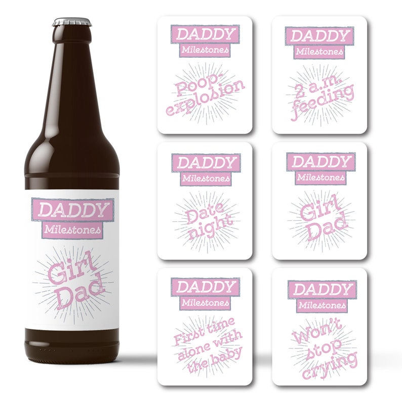 Girl Dad Daddy Milestones Beer Bottle Labels 6 Dad to Be - Etsy