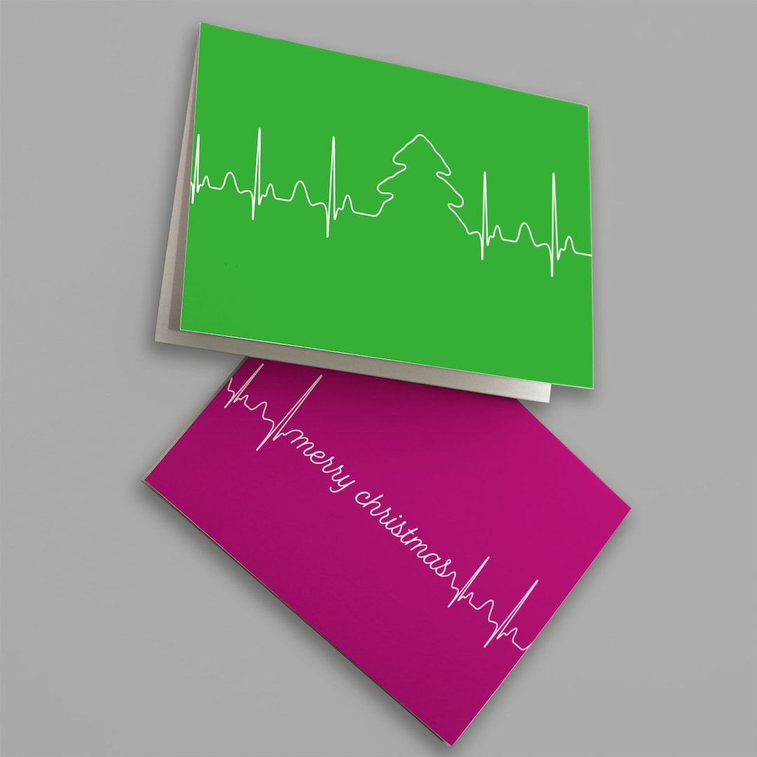 24 EKG Christmas Cards in 2 Colorful Designs for Doctor's Office or Lab ...