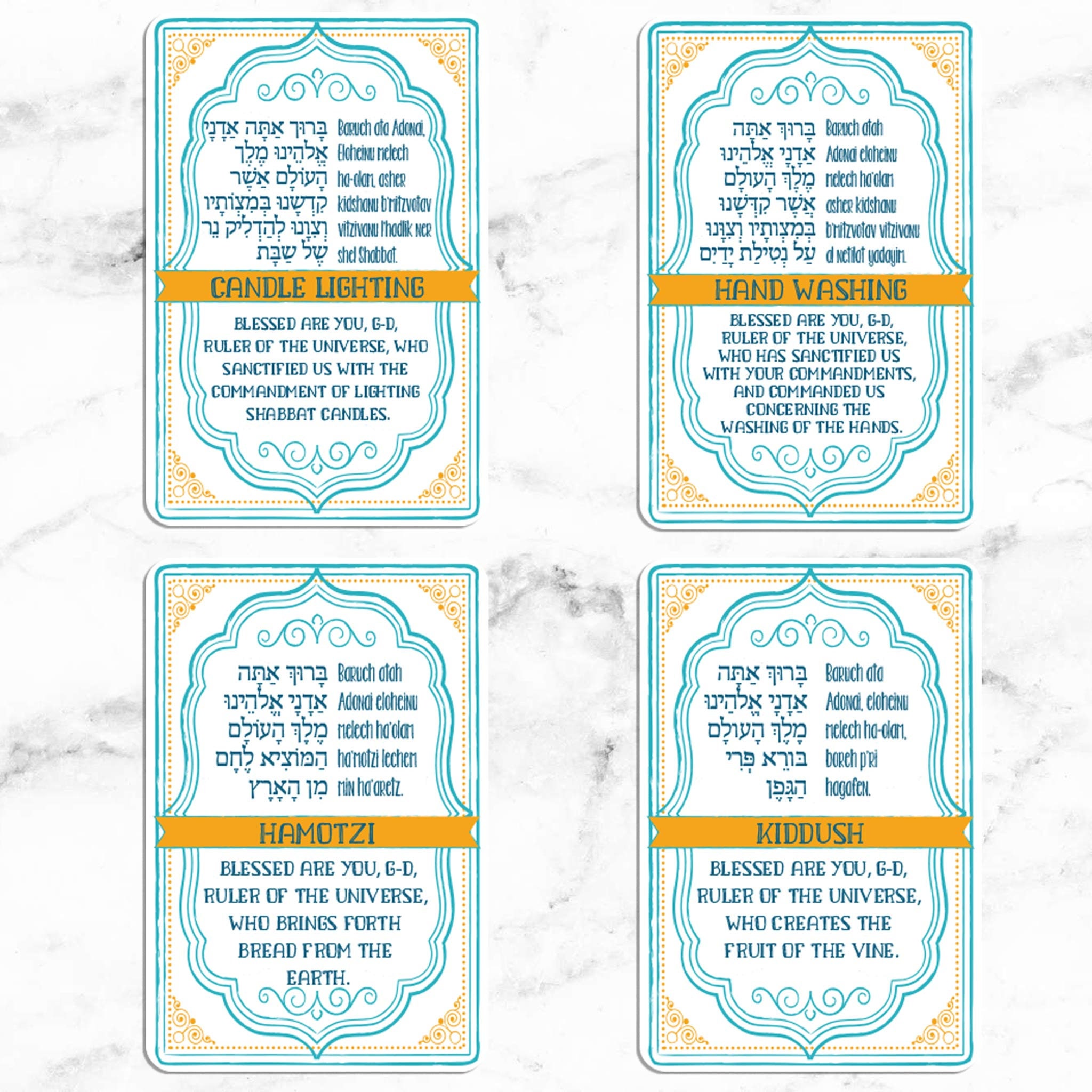 Jewish Prayer Cards Hebrew Blessings Translated Transliterated | Etsy