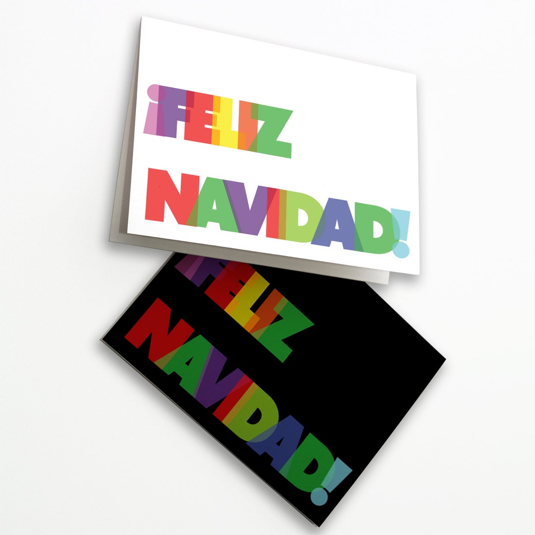24 Rainbow Feliz Navidad Cards W/ Envelopes Colorful Block Letter ...