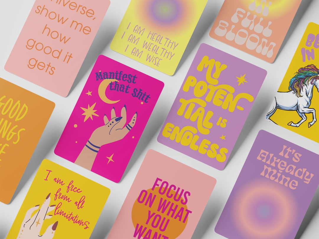 Deck of 16 Vibrant Affirmation Cards for Positivity and Manifestation ...