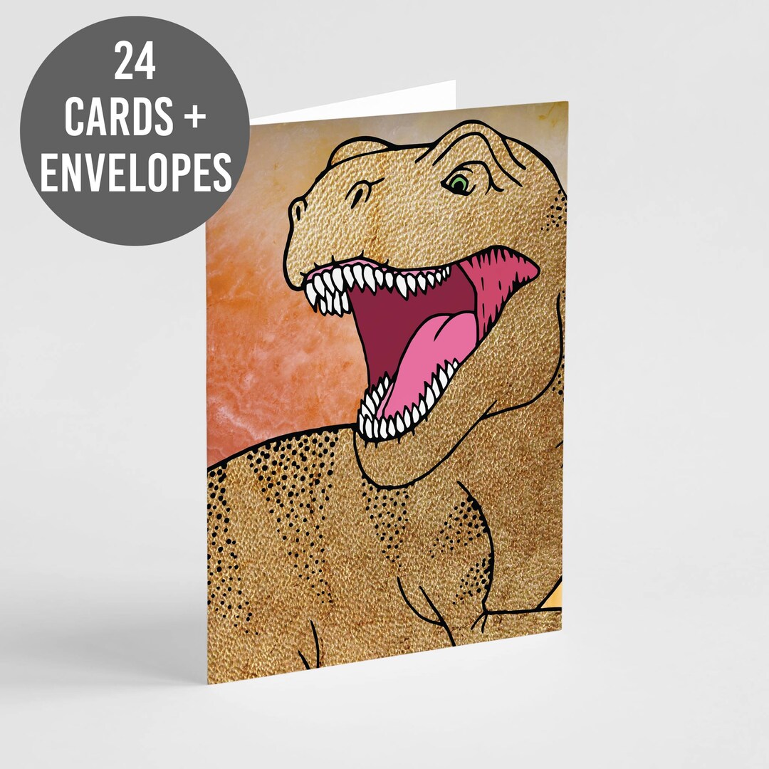 Golden Dinosaur Greeting Cards – Boxed Set of 24 Jurassic Fossil ...