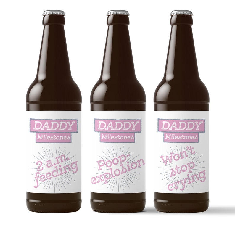 Girl Dad Daddy Milestones Beer Bottle Labels 6 Dad To Be | Etsy