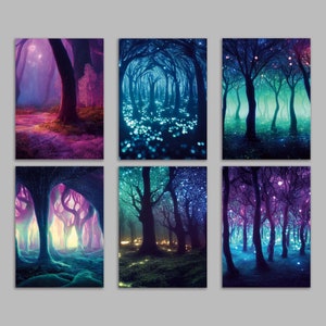 24-pack Enchanted Forest Cards, Mystical Trees Nightscapes, Magical ...