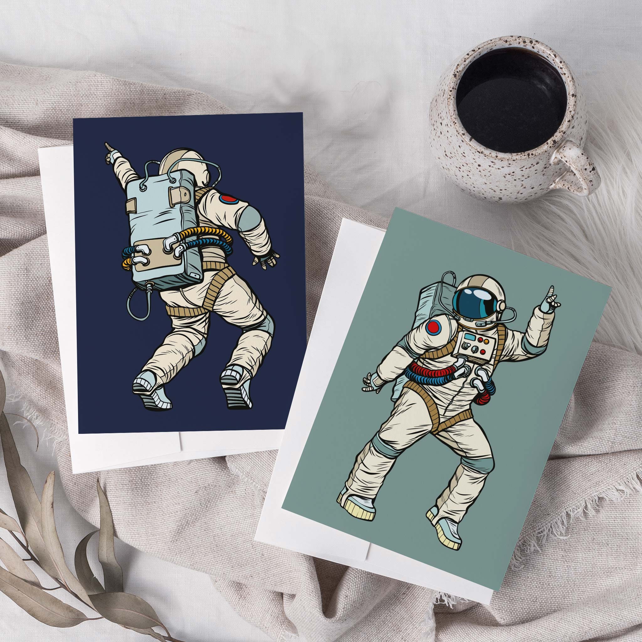 Dancing Astronauts Blank Greeting Cards - 24 Folded Cards + White ...