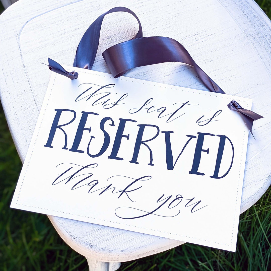 This Seat is Reserved Sign for Wedding or Event Save Chair for VIP or ...