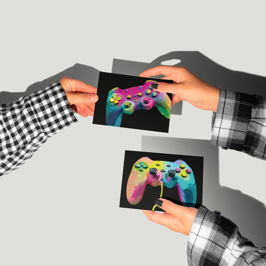 24-pack Vibrant Gamer Greeting Cards, Colorful Controller Notecard ...