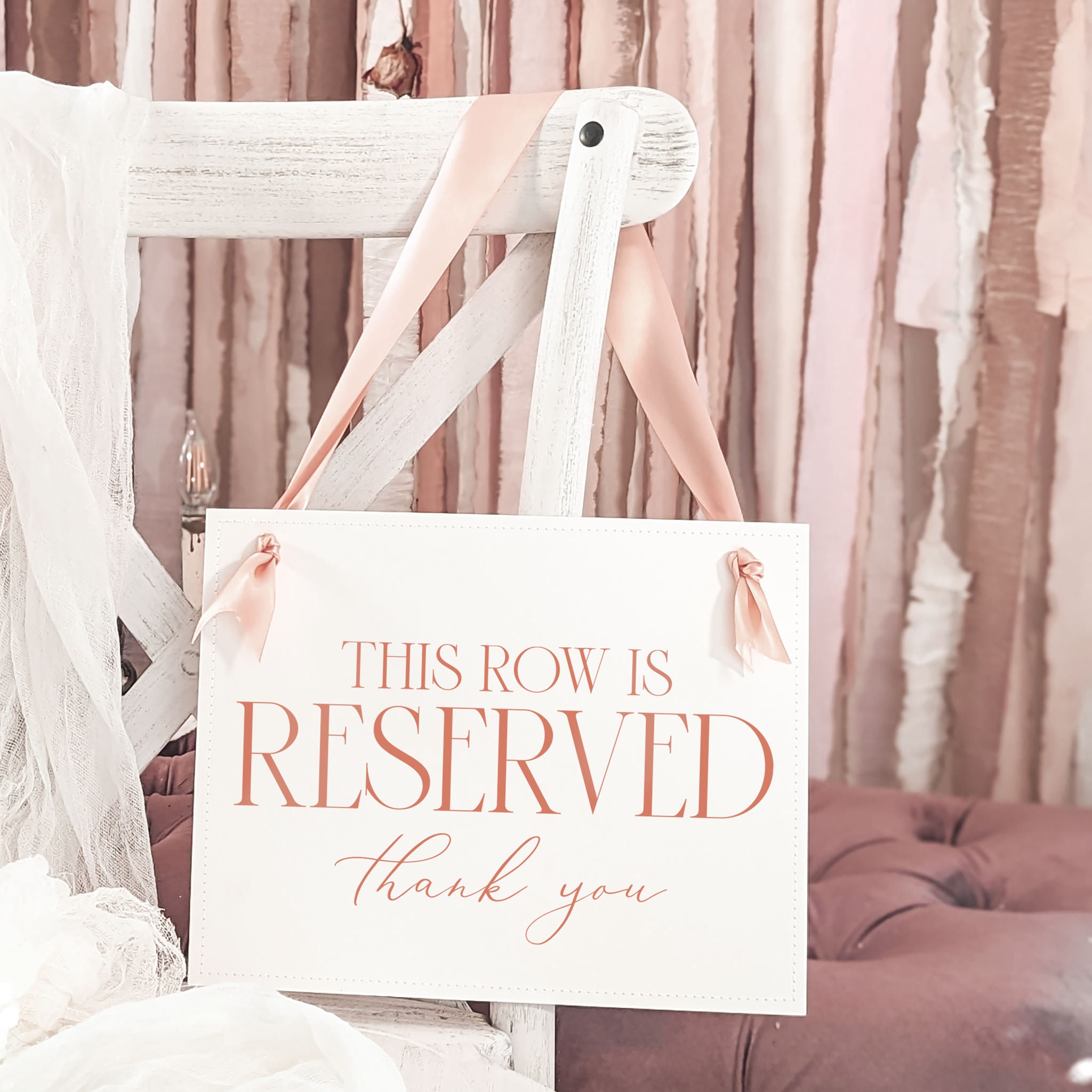 2 Seat Reserved Wedding Signs, "this Row is Reserved Thank You ...