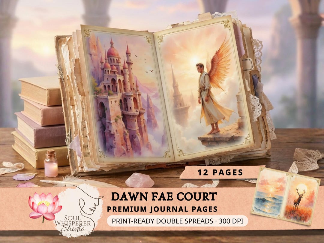 Dawn Fae Junk Journal Pages Printable, Soft Fantasy Terrace Art ...