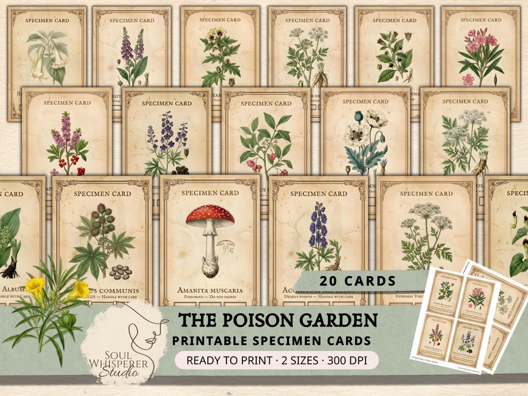 Vintage Poison Garden Specimen Cards, Dark Academia Decor, Printable ...