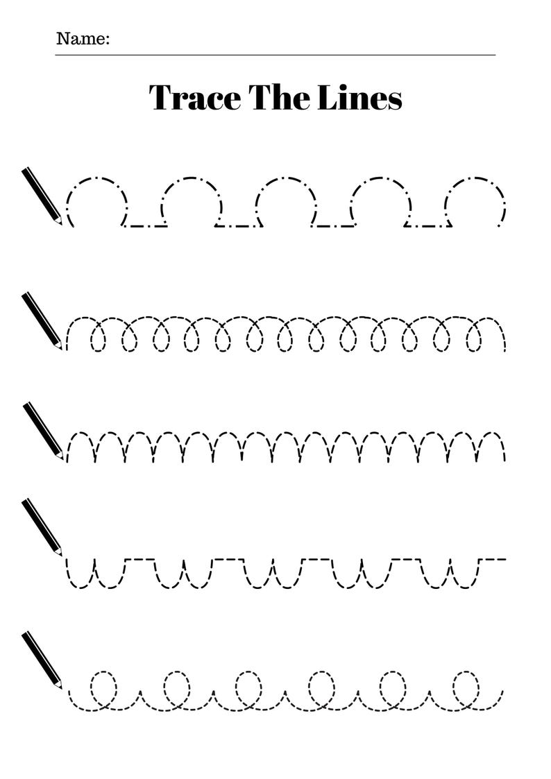 Trace the Lines Prewriting Practice Worksheets | 15 Fine Motor Tracing ...