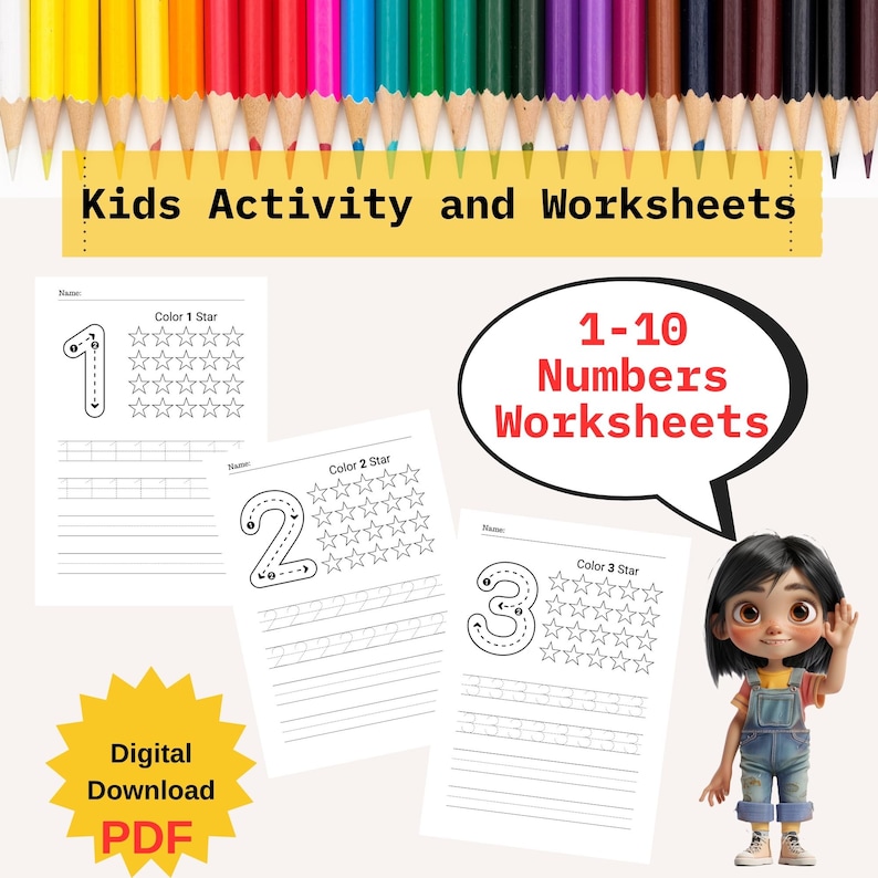 Printable Number Tracing Worksheets 1–10 | Counting & Writing Practice ...