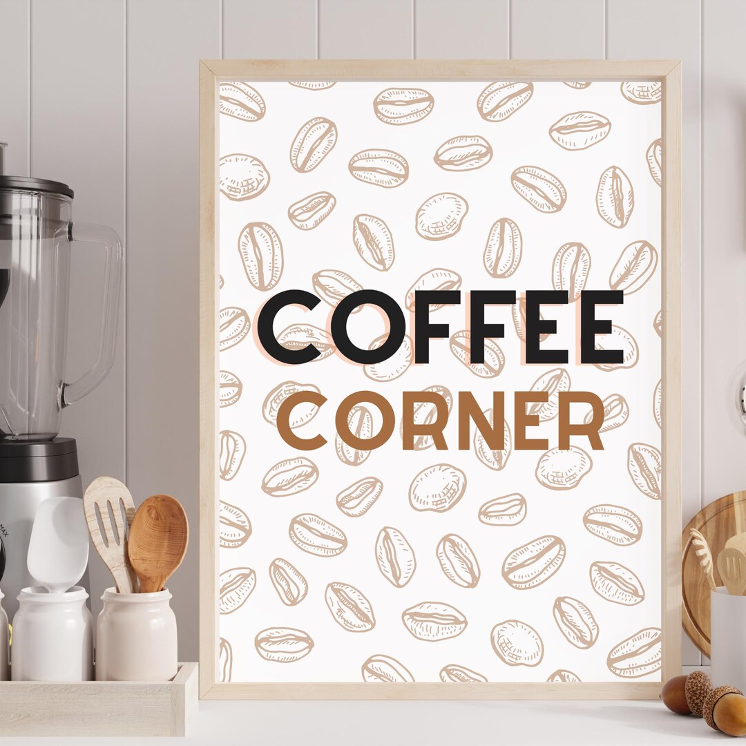 Minimalist Coffee Corner Art: Kitchen Cafe Decor Printable (digital ...