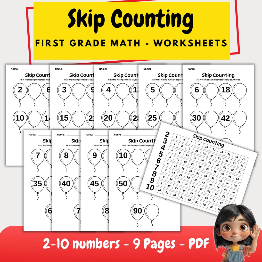 Skip Counting Worksheets | Numbers 2–10 | Kindergarten & 1st Grade Math ...