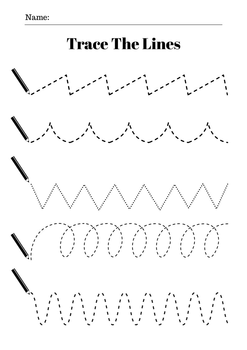 Prewriting Practice Worksheets: Fine Motor Tracing Lines (PDF Printable ...