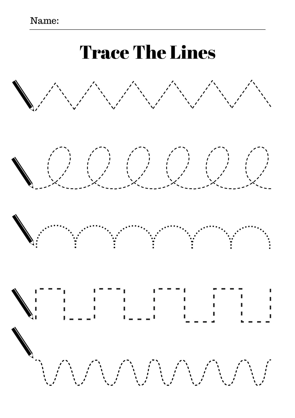 Trace the Lines Prewriting Practice Worksheets | 15 Fine Motor Tracing ...