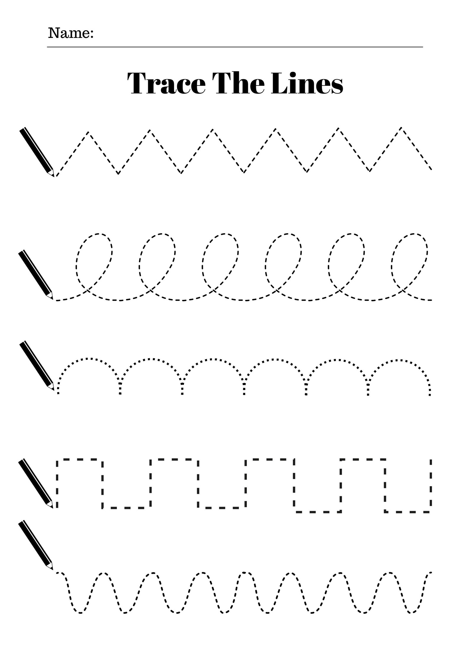 Prewriting Practice Worksheets: Fine Motor Tracing Lines (PDF Printable ...