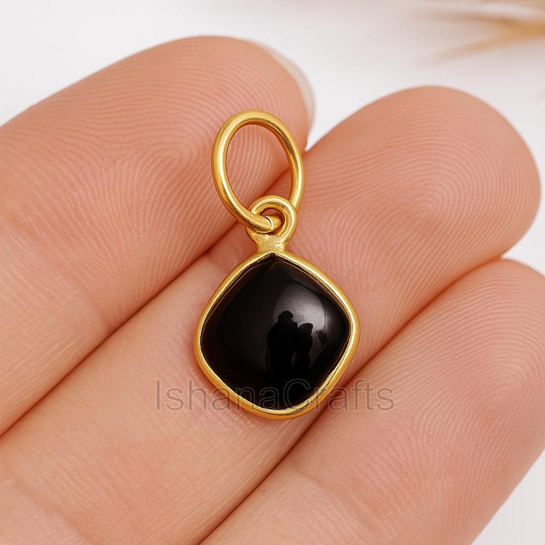 Fine 14k & 18k Solid Gold Natural Black Spinel Charm Jewelry Christmas ...