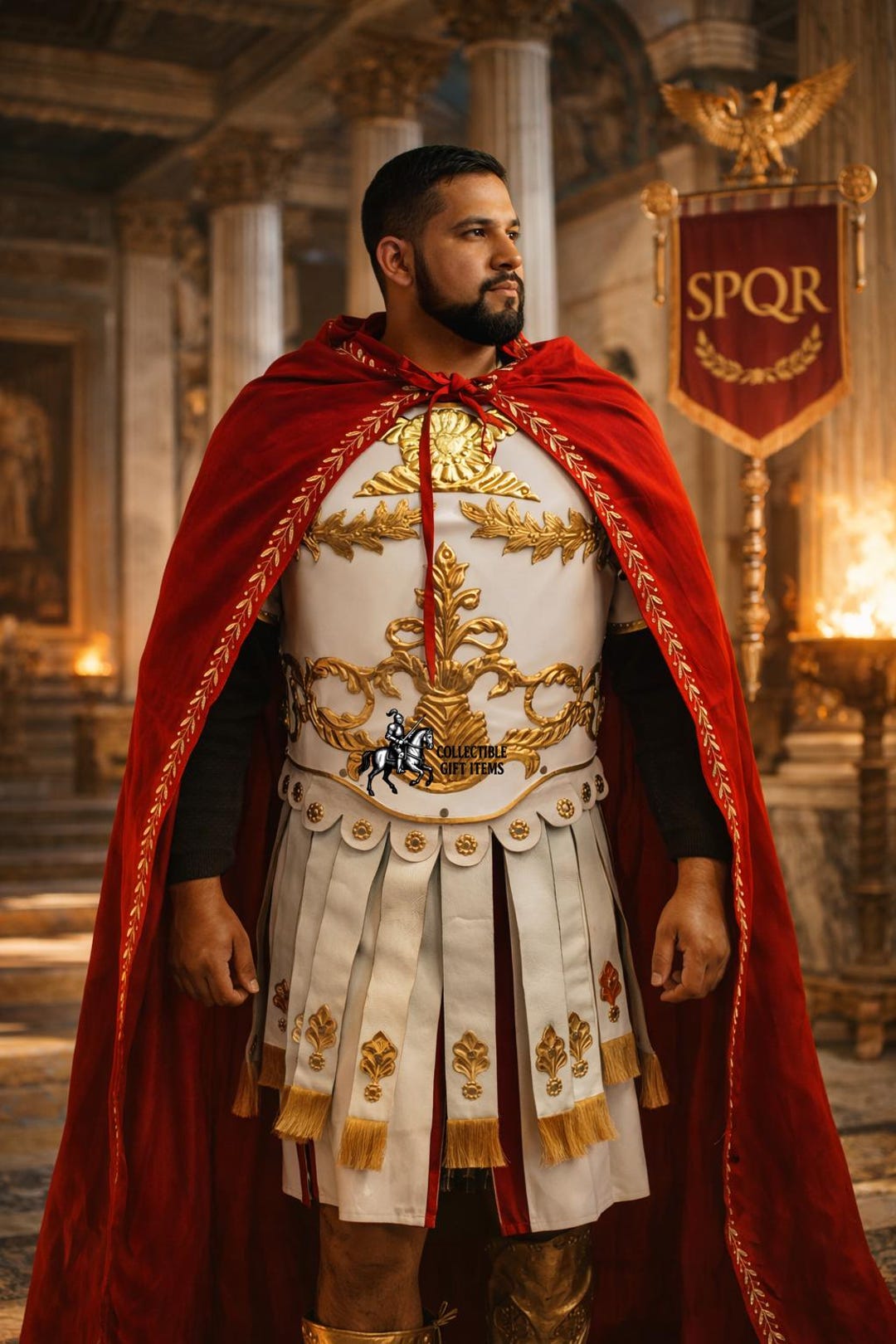 Medieval White Steel Roman Muscle Cuirass Medieval SPQR Knight Chest ...