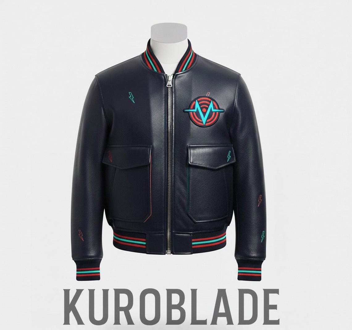 Vox Hazbin Hotel Inspired Leather Biker Jacket | Sharp Teal & Navy ...