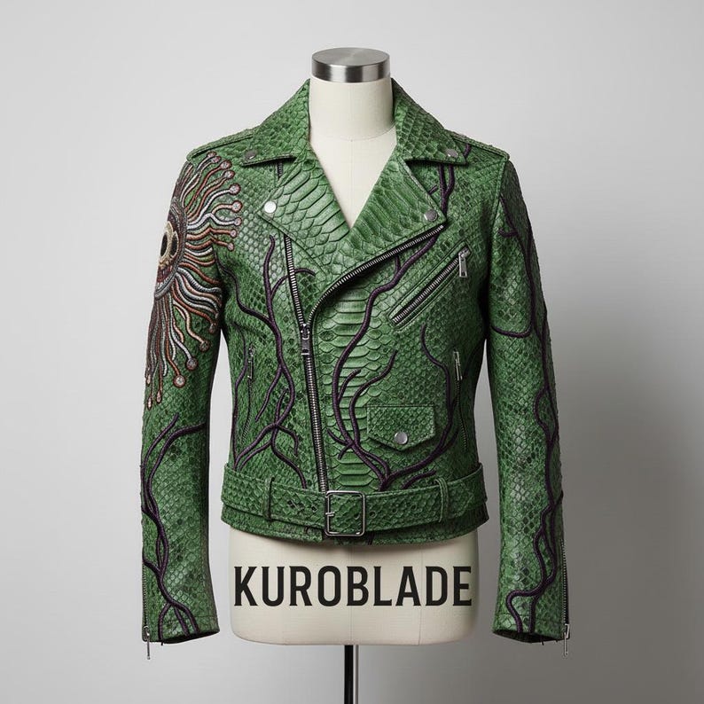 Springtrap FNAF Inspired Snake Skin Biker Jacket | Embroidered Horror ...