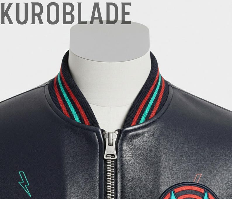 Vox Hazbin Hotel Inspired Leather Biker Jacket | Sharp Teal & Navy ...