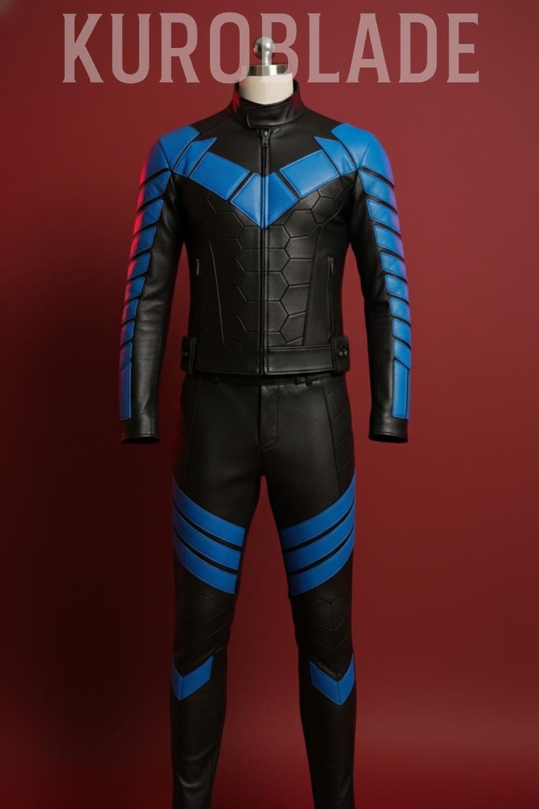 Nightwing Cosplay Costume | Handmade Black & Blue Leather Suit | Custom ...