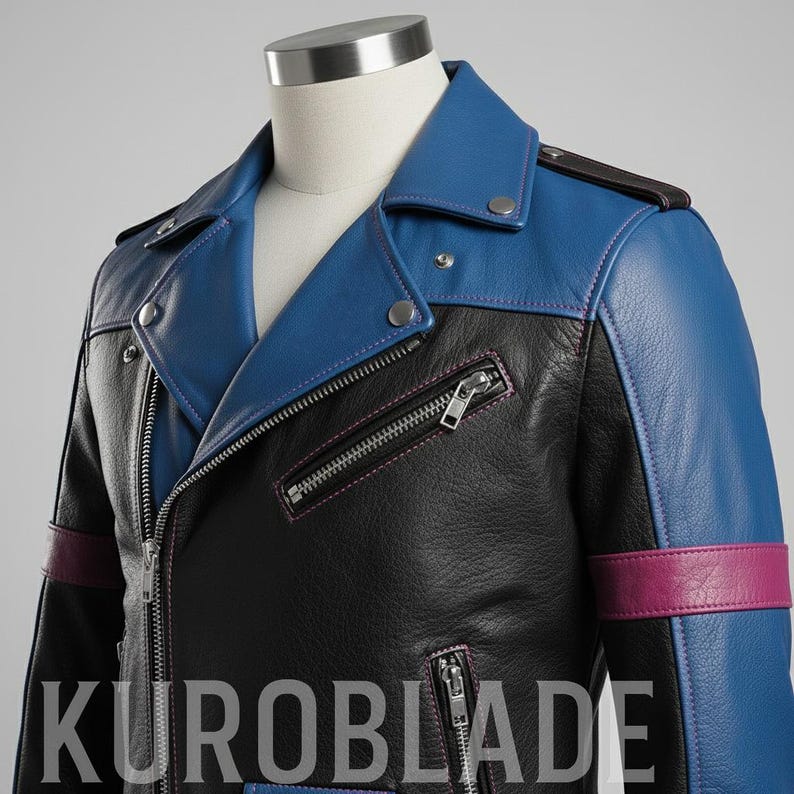 Arcane Jinx Inspired Leather Biker Jacket | Blue & Black Highquality ...