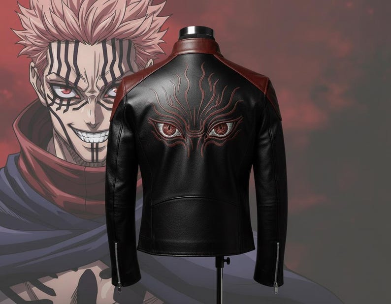 Ryomen Sukuna Jujutsu Kaisen Leather Jacket - Anime Cosplay Costume ...
