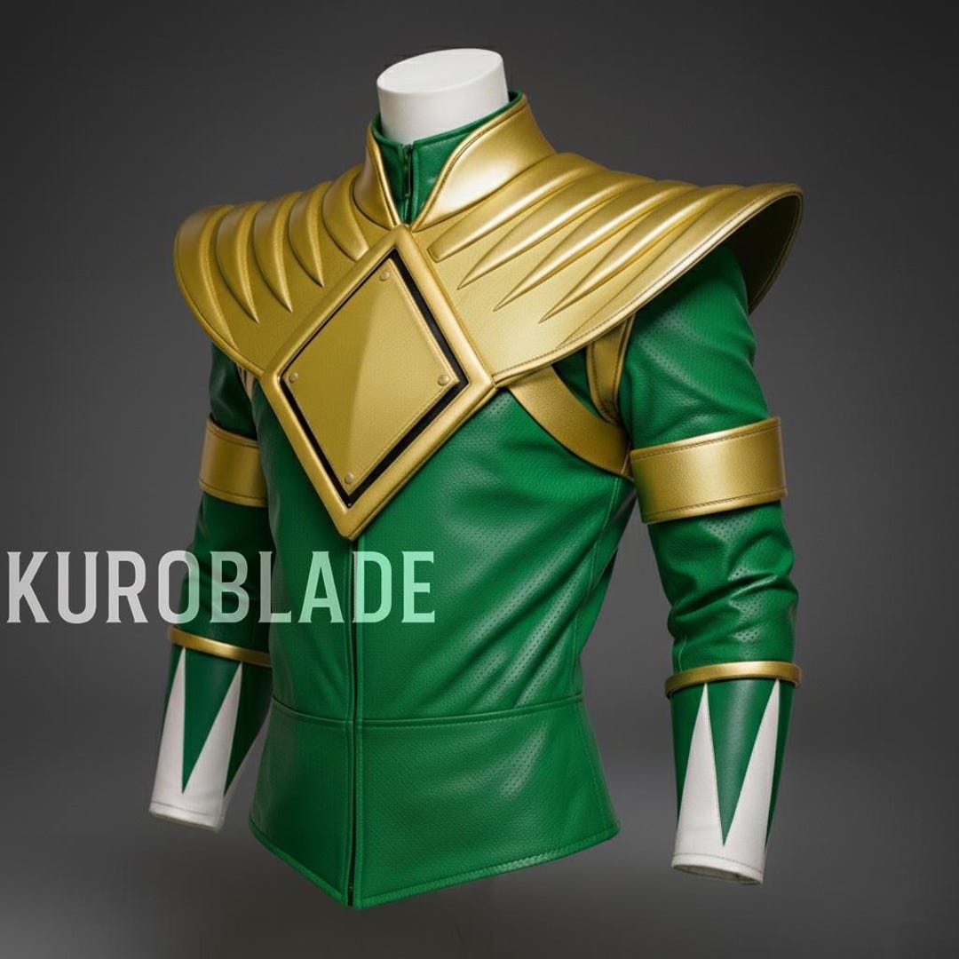 Handmade Leather Green Ranger Cosplay Jacket | Detachable Dragon Shield ...
